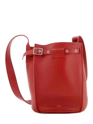 Celine Leather Bucket Bag With Long Strap - Red