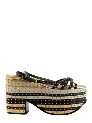 Valentino Garavani Studded Wedge Sandals - Black
