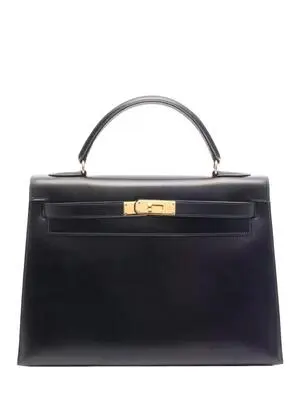 Hermès 1992 Box Calf Kelly Sellier 32 Handbag - Black
