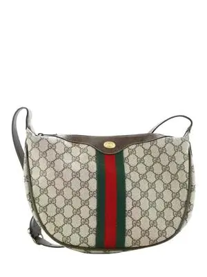 Gucci Ophidia Half Moon Hobo Gg Coated Canvas Small Crossbody Bag - Brown