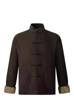 Shanghai Tang Textured Jacket With Frog-button Fastening - Brown