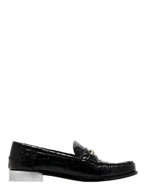 FERRAGAMO Croc-effect Loafers - Black