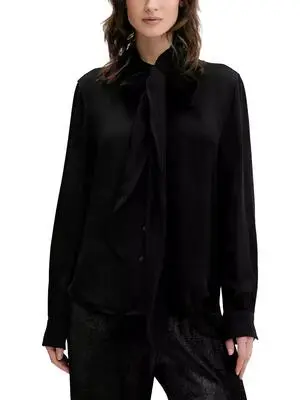 Hugo Tie-neck Long-sleeve Shirt - Black
