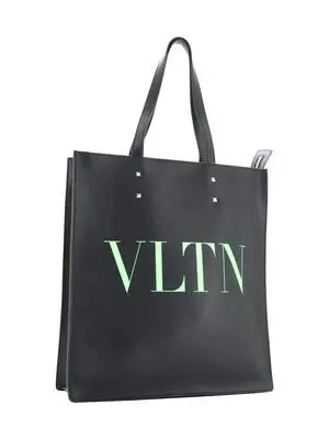 Valentino Garavani Vltn Rockstud Printed Leather Tall Tote Bag - Black
