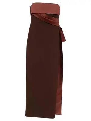 Roland Mouret Strapless Maxi Dress With Tie Detail - Brown