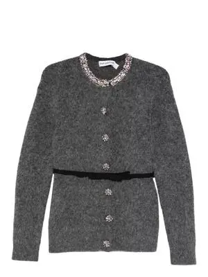 SELF-PORTRAIT Crystal-embellished Cardigan - Grey