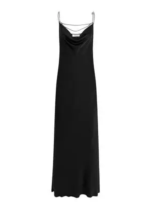 Rabanne Chain Strap Satin Slip Dress - Black