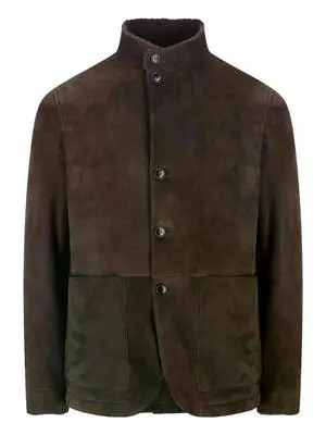 Zegna Mandarin-collar Button Jacket - Brown
