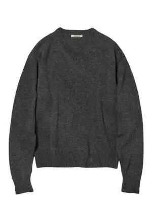 Auralee V-neck Cashmere Sweater - Grey