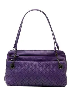 Bottega Veneta Nappa Intrecciato Triple Zip Shoulder Bag - Purple