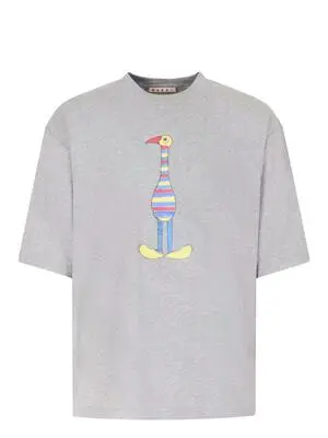 Marni Bird-print Short-sleeve T-shirt - Grey