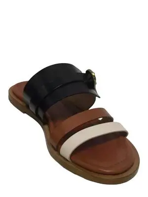 Sartore Leather Buckle Slides - Brown