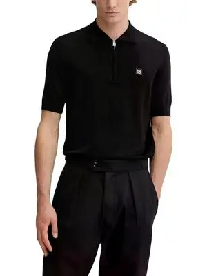 Hugo Zip Logo Polo Shirt - Black