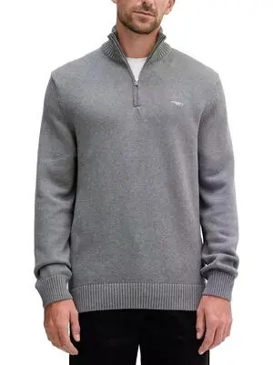 Gant Cotton Piqué Half-Zip Sweater Grey