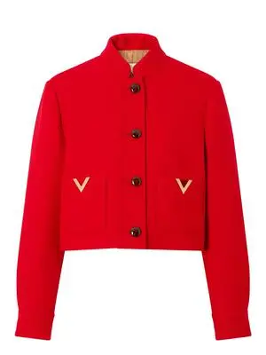 Valentino Garavani Embellished Wool And Silk-blend Drill Jacket - Red