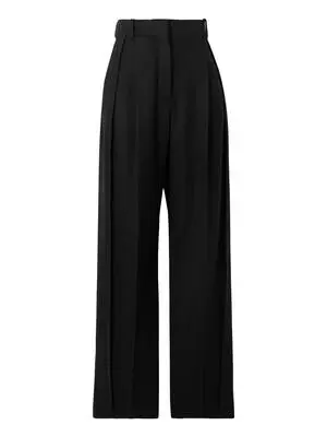 LANVIN Pleated Wool Tapered Trousers - Black