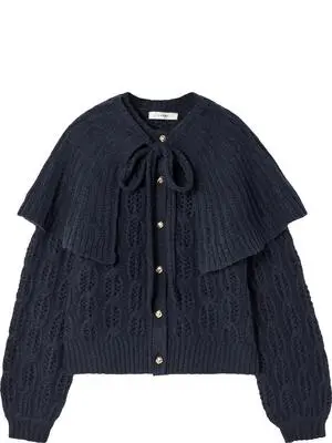 FRAME The Cape Cable-knit Wool-blend Cardigan - Blue