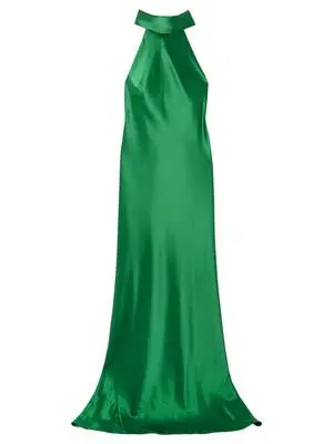 Galvan Sienna Satin Halterneck Gown - Green
