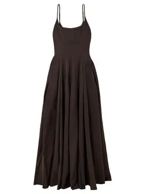Staud Cotton-blend Faille Maxi Dress - Brown