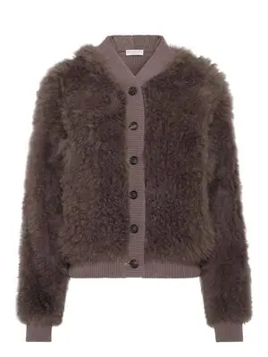 Brunello Cucinelli Cashmere-shearling Cardigan - Brown