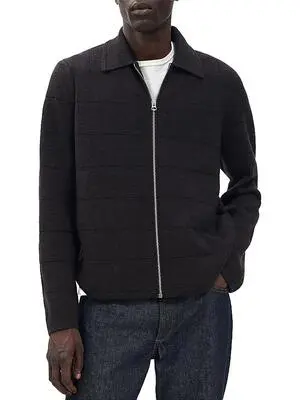Rag & Bone Melrose Window Pane Full Zip Sweater - Brown
