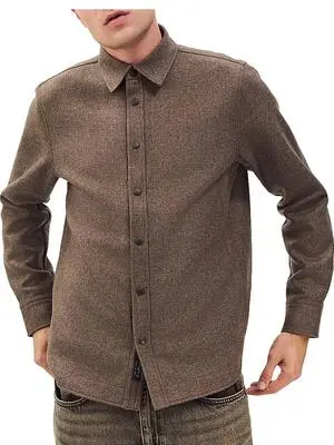 Rag & Bone Chelsea Snap Front Wool Shirt - Brown