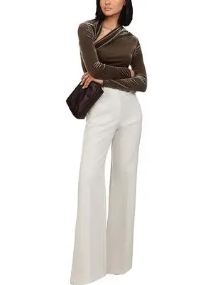 REISS Kassia Velvet Top - Mocha Brown