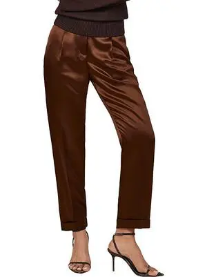 REISS Satin Tapered Trousers - Bronze