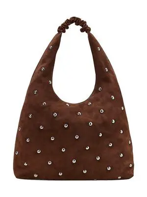 REFORMATION Willow Studded Suede Tote Bag - Espresso