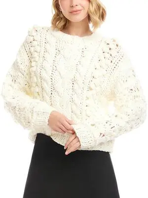 Karen Kane Hand Knit Crewneck Sweater - Off White