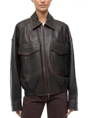 Staud Eugene Leather Jacket - Distressed