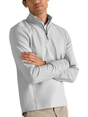 RHONE Covert Ribbed Quarter Zip Sweatshirt - Whisper Gray