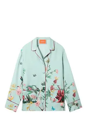 La DoubleJ Silk Pajama Shirt - Zooflora Panel