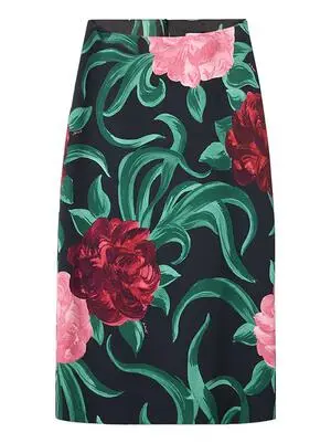 La DoubleJ Satin Pencil Skirt Peony