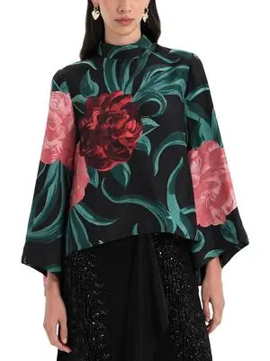 La DoubleJ Make An Exit Silk Top - Peony
