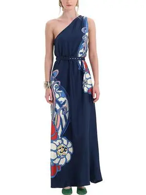 La DoubleJ Roy Silk Column Dress - Lemuria Placee