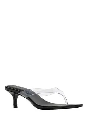 BLACK SUEDE STUDIO Kitten Heel Thong Sandals - Black