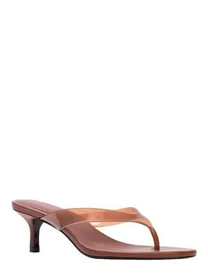 BLACK SUEDE STUDIO Kitten Heel Thong Sandals - Chestnut