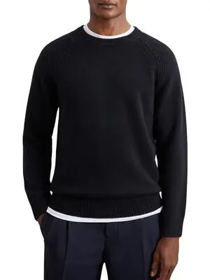 REISS Wool And Cashmere Crewneck Sweater Navy