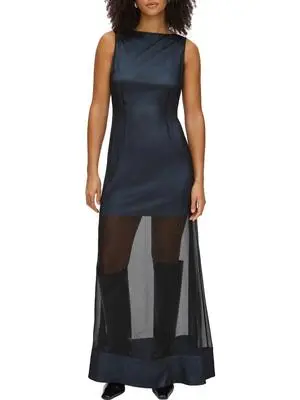 ALIGNE Amalie Sheer Silk-blend Maxi Dress - Black