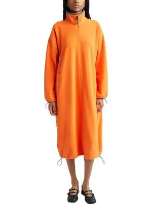 Sandy Liang Sloan Long-sleeve Fleece Half-zip Midi Dress - Orange