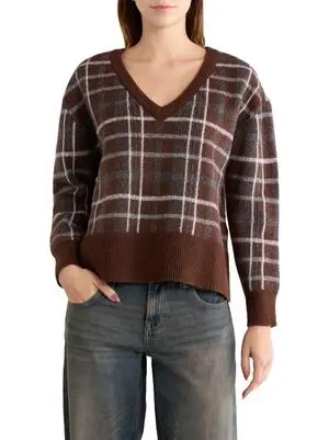 PACSUN Plaid Sweater - Brown Plaid