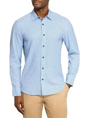 CON.STRUCT Square Geo Woven Long Sleeve Basic - White/blue
