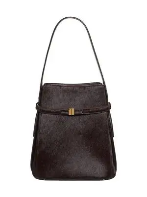 TOTEME Belted Calf Hair Bucket Bag - Wine