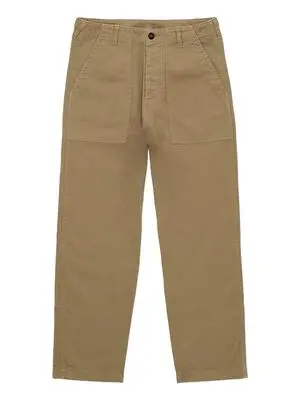 FORTELA Herringbone Cotton Fatigue Trousers - Beige