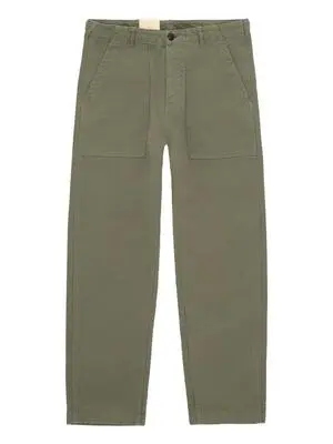 FORTELA Herringbone Cotton Fatigue Trousers - Green
