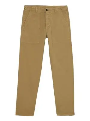 FORTELA Herringbone Cotton Fatigue Trousers Olive Green
