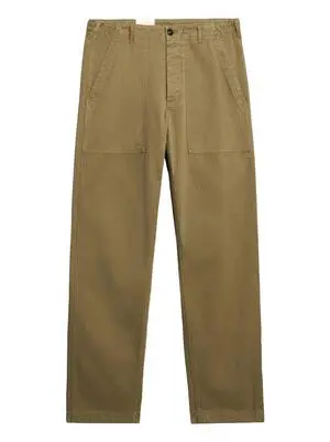 FORTELA Herringbone Cotton Fatigue Trousers - Olive