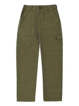 FORTELA Jerryt Herringbone Cotton Fatigue Trousers Green