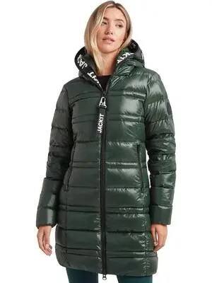 JACK1T R4d Tramline Hooded Puffer Coat - Emerald/black